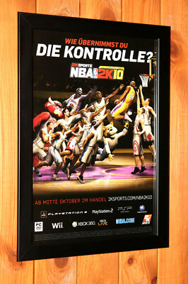 NBA 2K10 PS3 PS2 Xbox 360 Wii Rare Promo Small Poster / Ad Page Framed ...