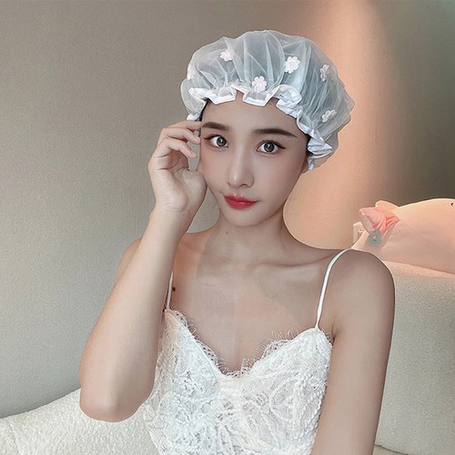 Hair Bonnet Hat Waterproof Hair Protection Embroidered Flower Pattern ...