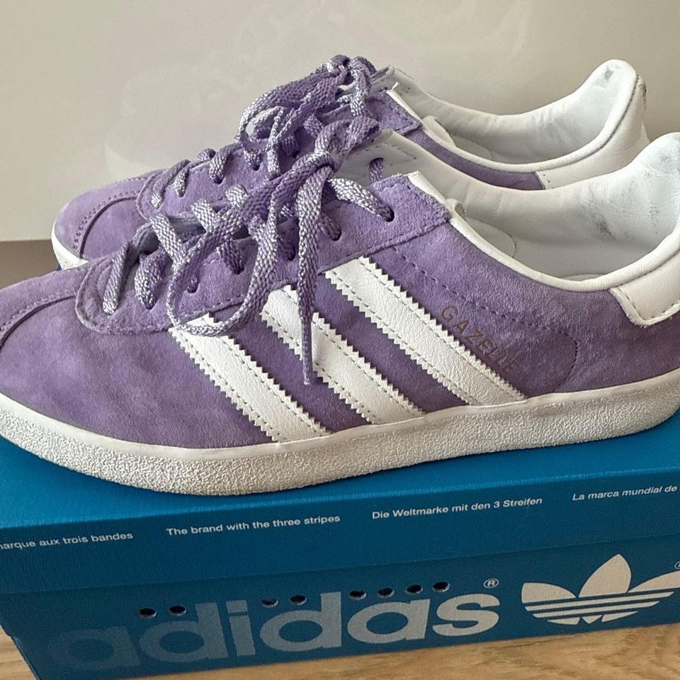 adidas Purple Suede Sneakers 3-Stripes Casual 80cm Used | eBay
