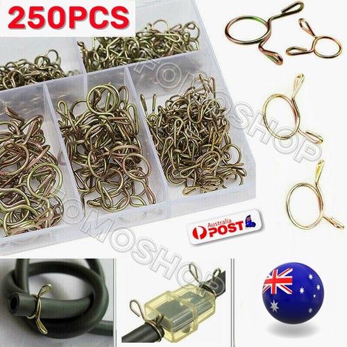 250Pcs Fuel Line Hose Spring Clips Kit Oil Pipe Air Water Tube Clamps ...