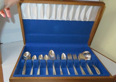 Prestige Plate Vintage Flatware 49 Piece Plated Silverware Nice Wood ...