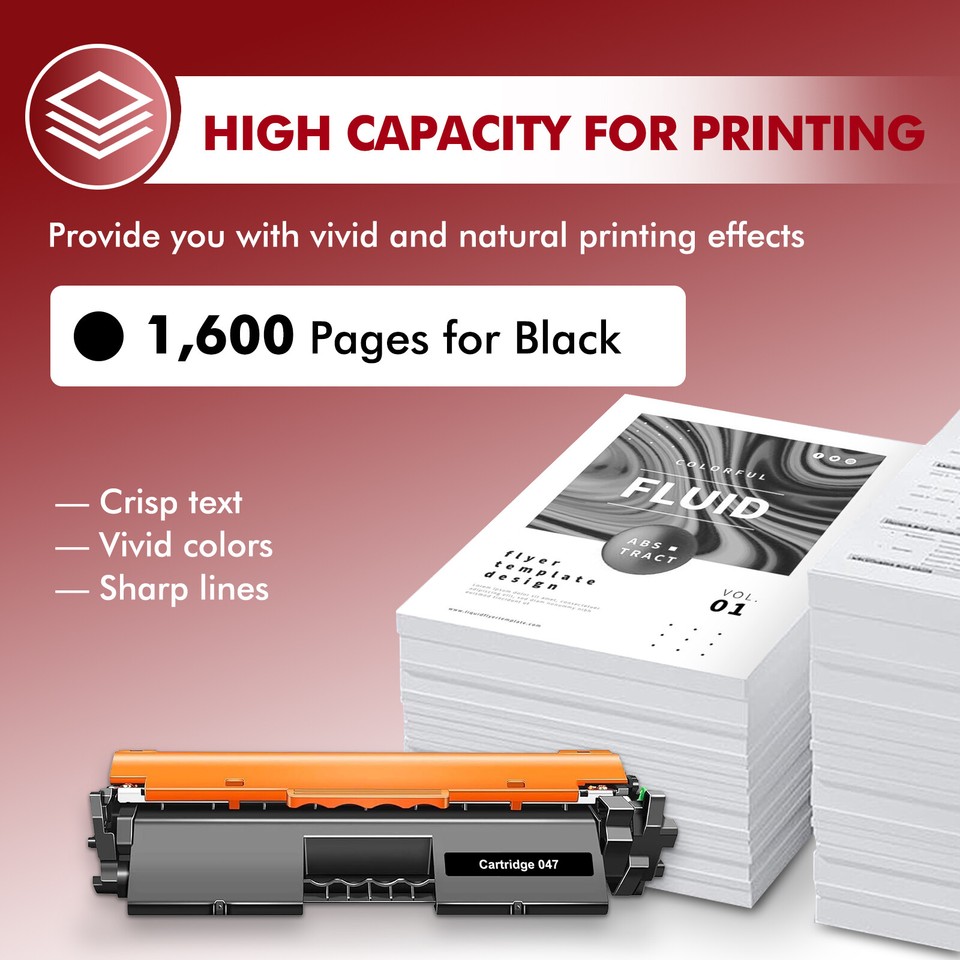 3PK Black Toner Cartridge for Canon 047 imageCLASS MF113W MF112 MF110 ...