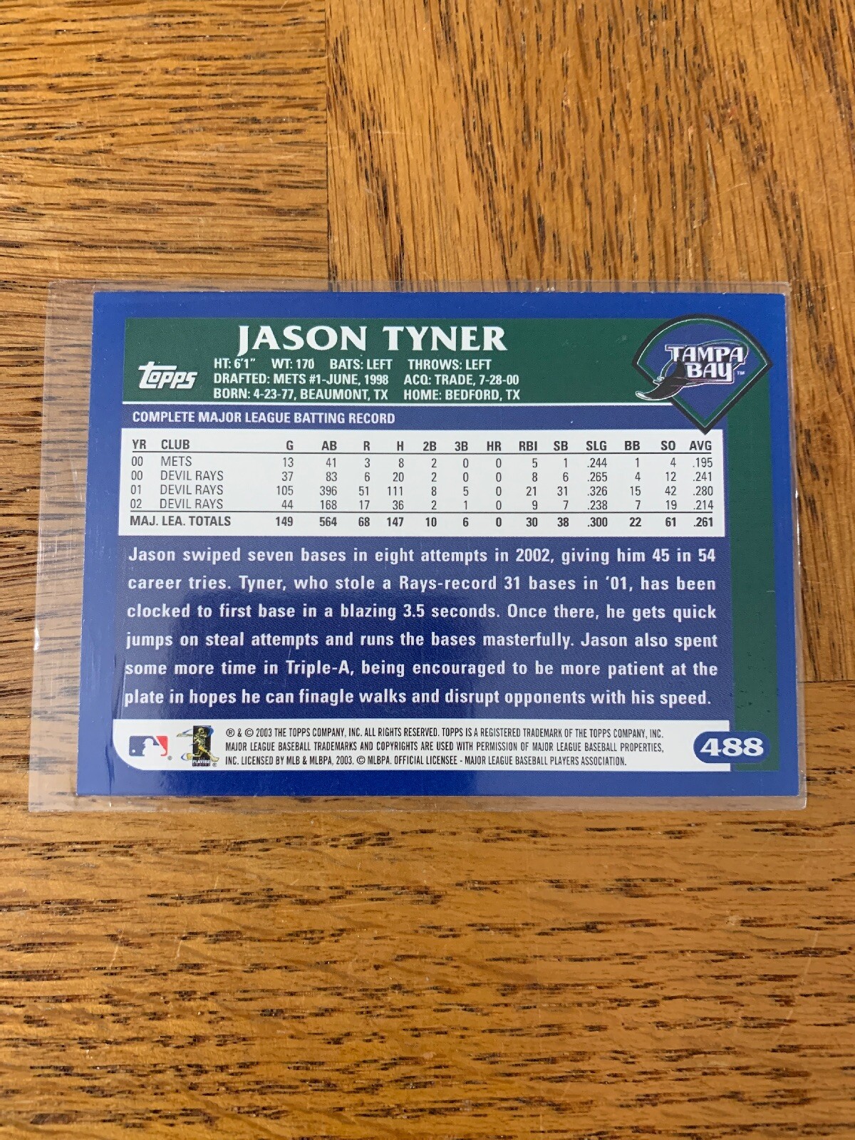 Topps 488 Jason Tyner Card | eBay