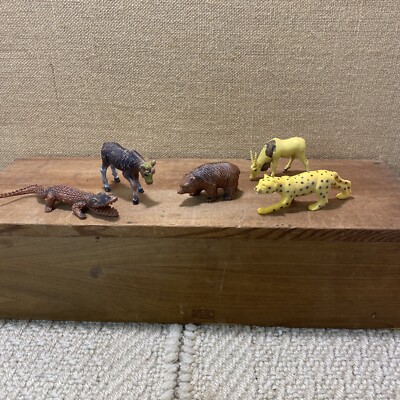 Vintage Miniature Animal Figurine Plastic Crocodile bear Moose leopard ...