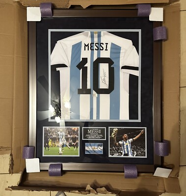 messi autographed jersey framed | eBay
