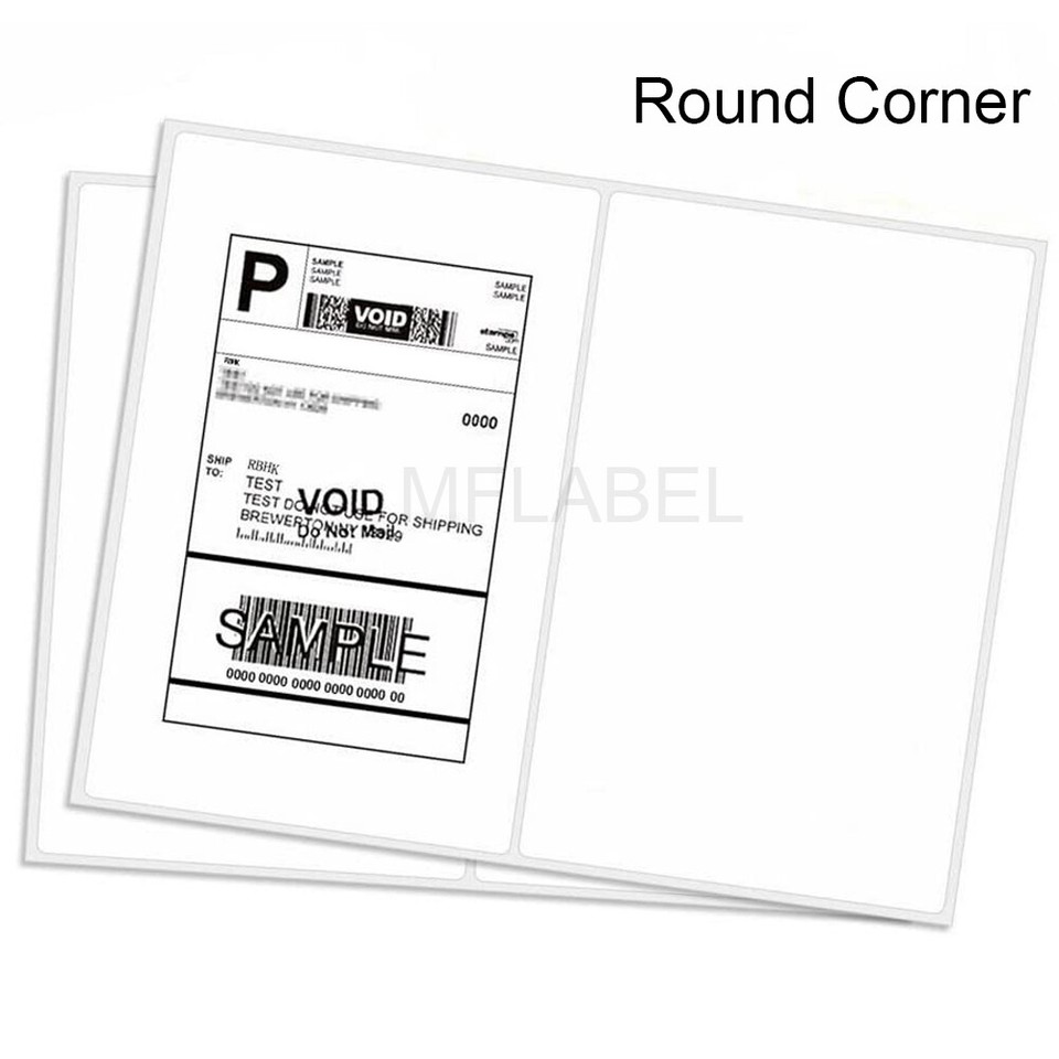 US 200 Shipping Labels 8.5 x 5.5 Rounded Corner Self Adhesive 2 Per ...