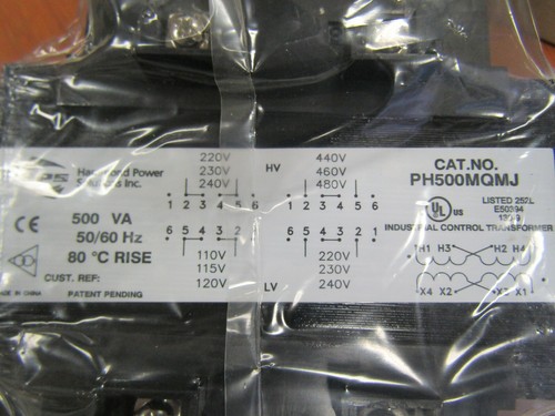 NEW HAMMOND HPS 500 VA CONTROL TRANSFORMER 480V PRI 240V SEC PH500MQMJ ...
