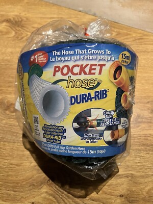 Brand New Pocket Hose Dura-Rib 50 Feet 15M Full Size Garden Expanding ...