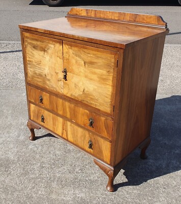 ART DECO WALNUT VENEER TALLBOY STORAGE CABINET DELIVERY AVAILABLE | eBay UK