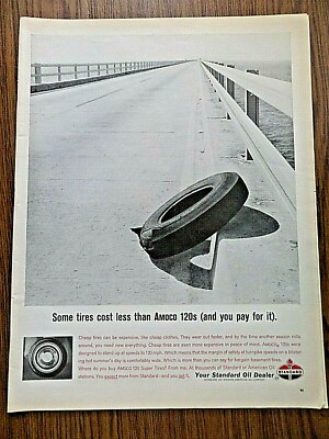 1964 Standard Oil Dealer Ad Some tires cost Less than Amoco 120s | eBay