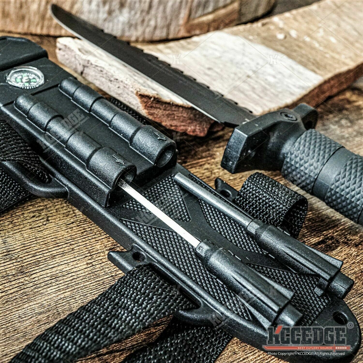 13.75" Tactical Knife Survival Knife Kit Fire Starter Compass Knife ...