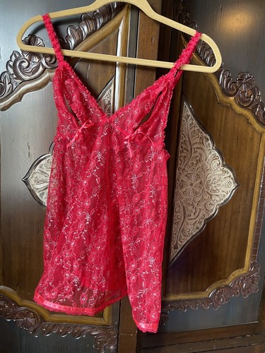 Victorias Secret Sexy Little Things Babydoll Nightie Red Lace Size ...
