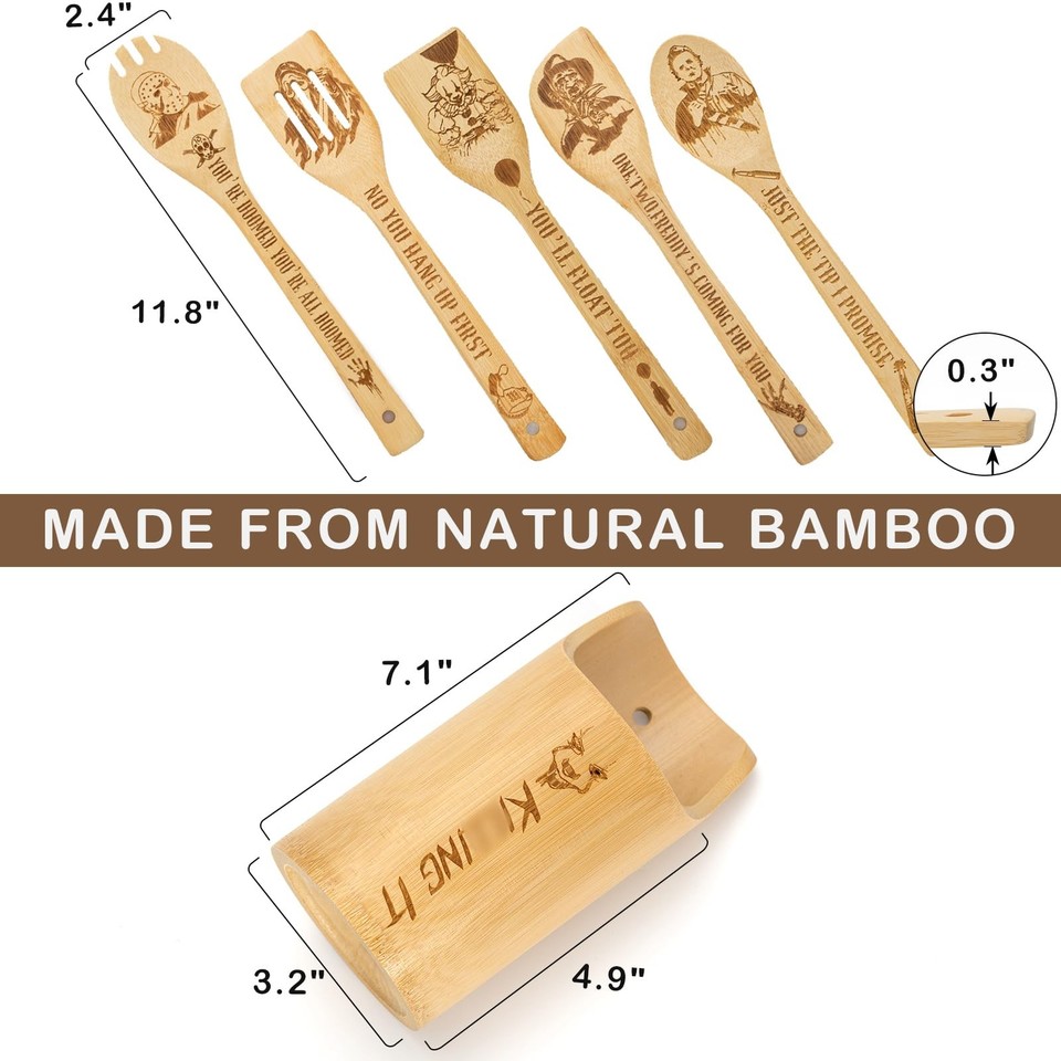 6Pcs Horror Movie Character Cooking Gift Set Wooden Spoons Utensils ...