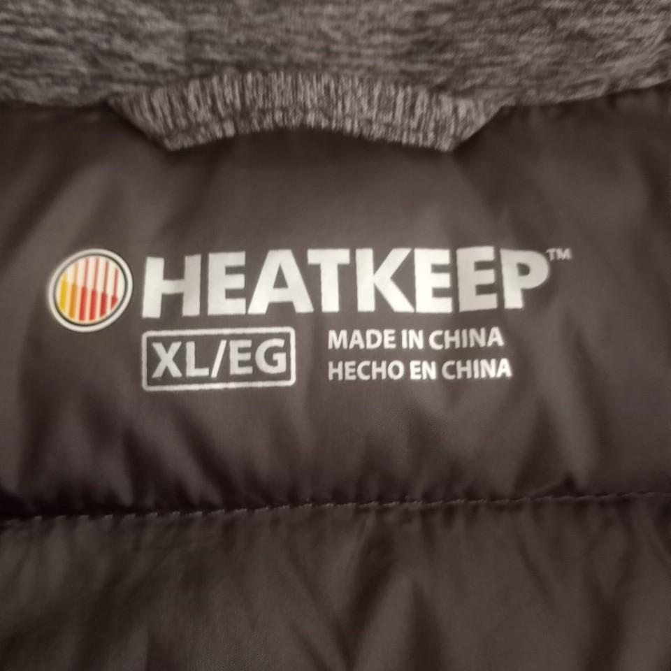 HeatKeep Gray Down Puffer Vest Packable Sleeveless Zip Front Womens XL ...
