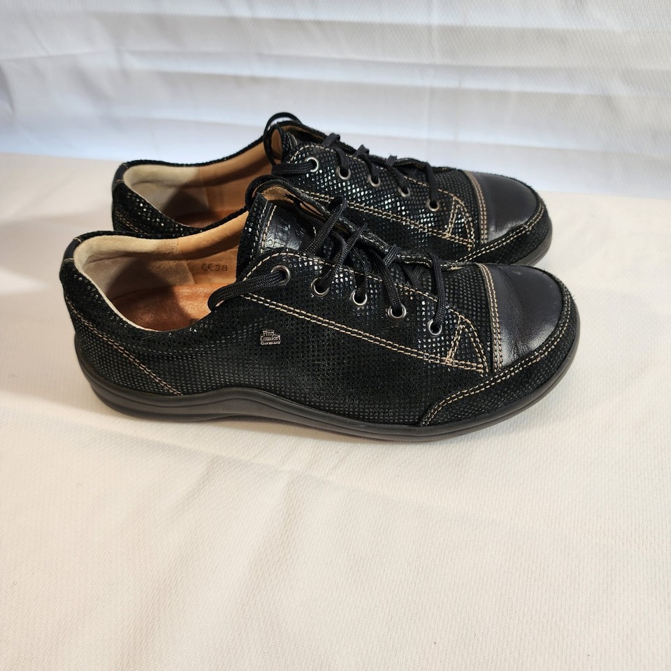 Finn Comfort Soho Sneakers Womens EU 38 US 7 Black Minipoint Nappa ...