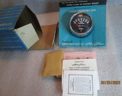 VINTAGE AIRGUIDE MARINE TACH GAUGE TACHOMETER 6000 RPM GENUINE ORIGNAL ...