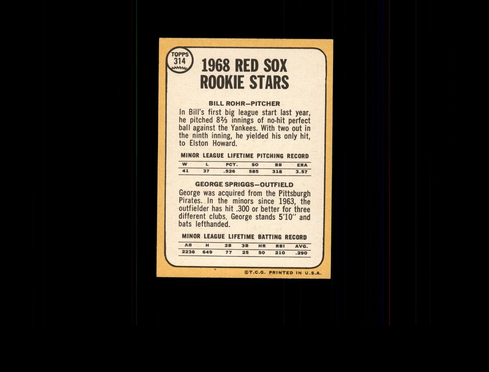 1968 Topps 314 Rookie Stars Bill Rohr/George Spriggs EX #D1,346413 | eBay