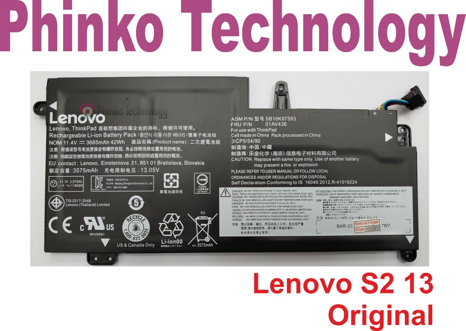NEW Original Battery for Lenovo Thinkpad 13 S2 01AV401 01AV435 | eBay ...