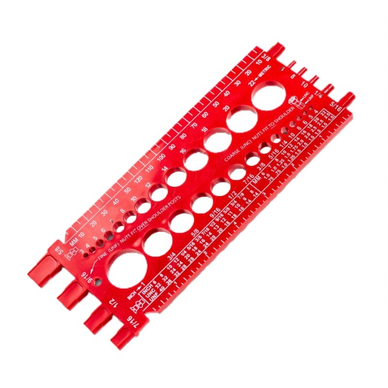 and Nut Gauge Screws Square Size Measuring Ruler Checker Inch Metric ...
