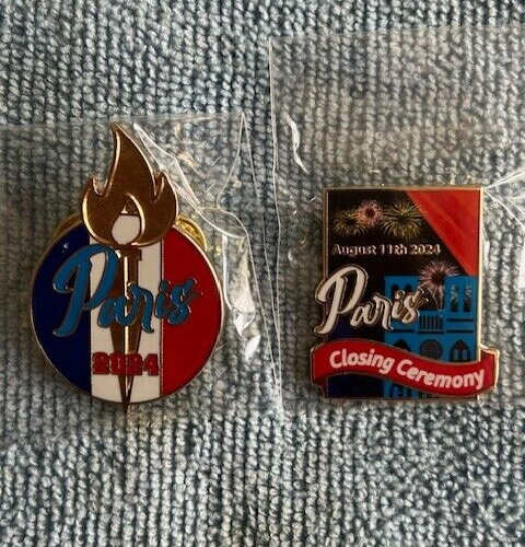 2024 Paris Olympics Closing Ceremony & Torch Pin Set Badge - Limited ...