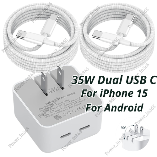 35W Fast Wall Charger Brick USB C Type C Cable For Android iPhone 15 ...