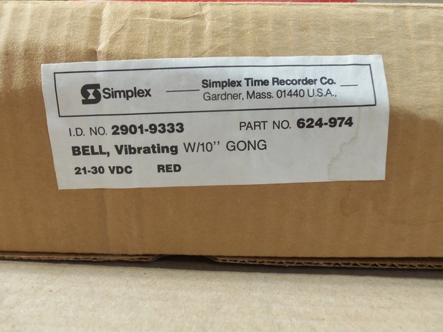 Simplex 2901-9333 10' Vibrating Bell Fire Alarm Red for sale online | eBay