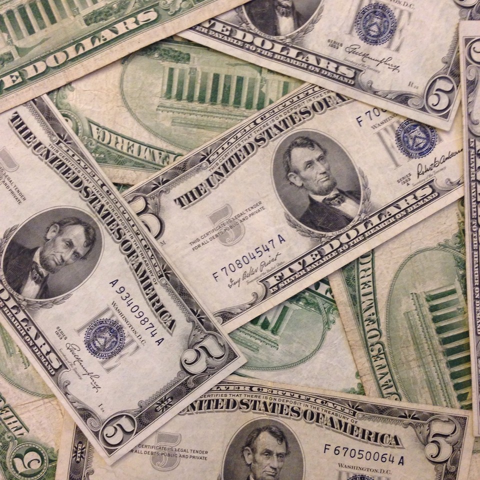 $5 Silver Certificate Note Blue Seal Old Money Rare Bill Lot 1953 FREE ...