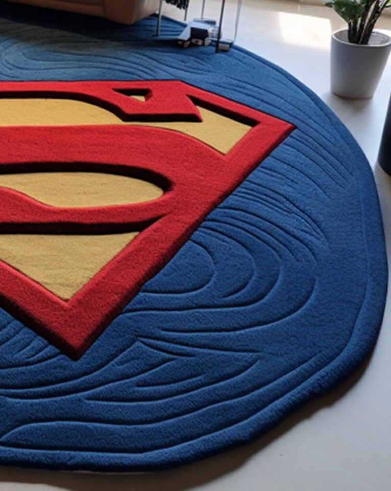 Modern Abstract Irregular Shape Hand Tufted Handmade Superman Rug | eBay
