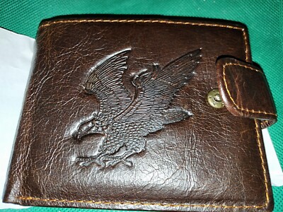 Zeneeba Wallet With Eagle Imprint Leather - Coffee | eBay Australia
