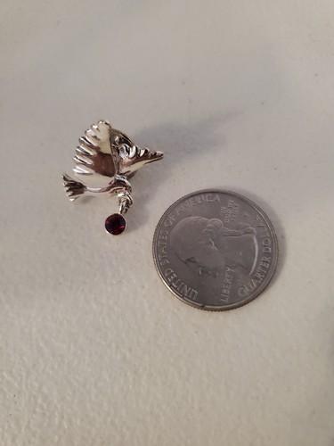 AVON Lapel/Tack Pin '04 Peace Dove w/Ruby Red Rhinestone Dangle (Courage) | eBay