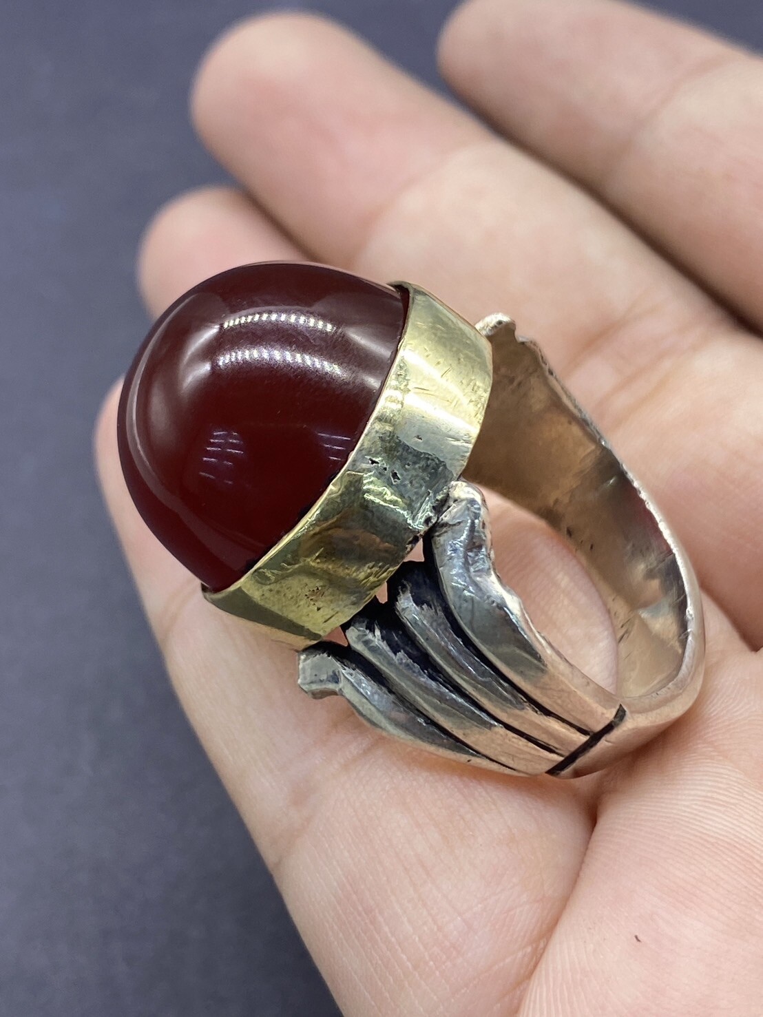 Natural Carnelian Yemeni Agate Pure Sliver Middle Eastern Ring From ...
