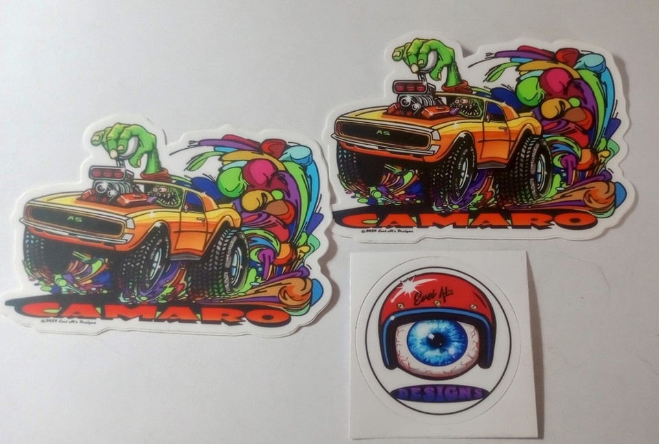 CHEVY CAMARO STICKER Hot Rod Muscle Car Vintage Style Decal Evel Al's ...