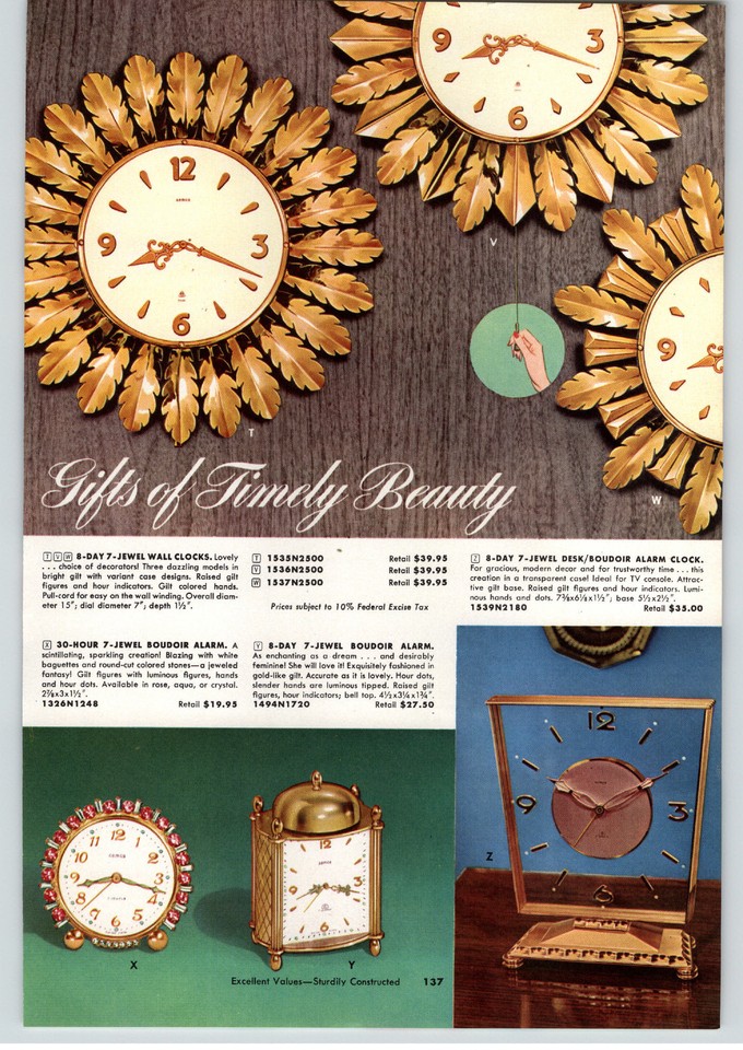 1956 PAPER AD 4 PG Senca Clock Calendar Desk Wall Travel Alarm Glass ...