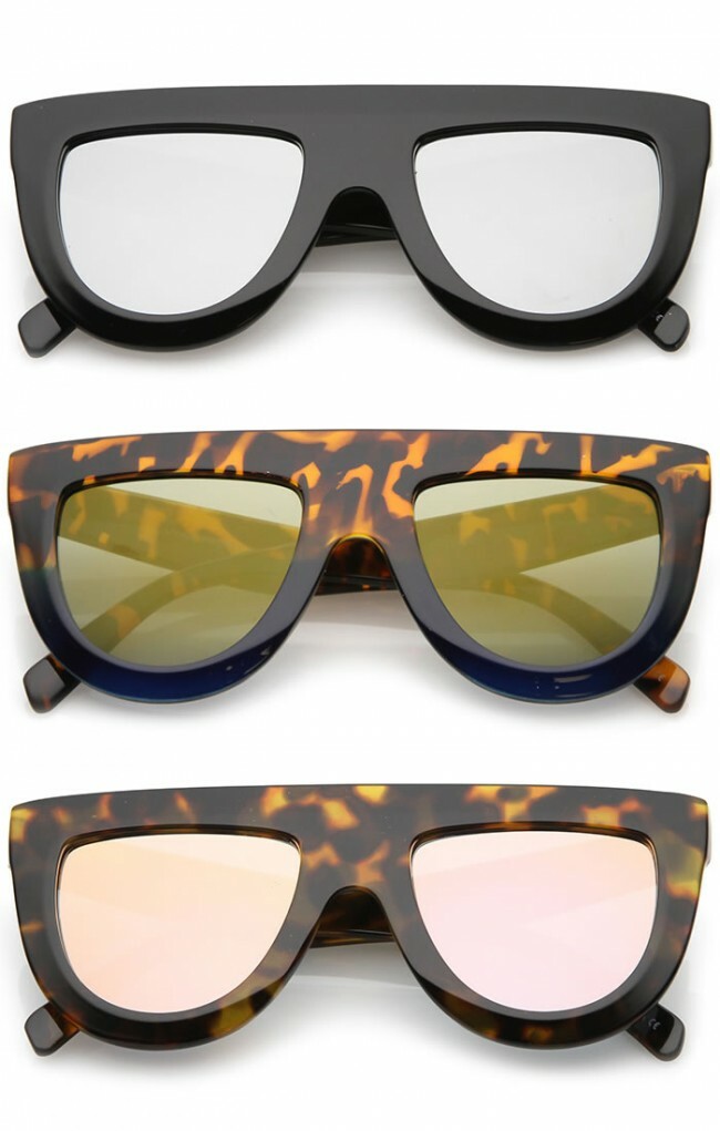 Large Andrea Mirror Lens Square Flat TOP Shield WaYfe Fashion Women ...