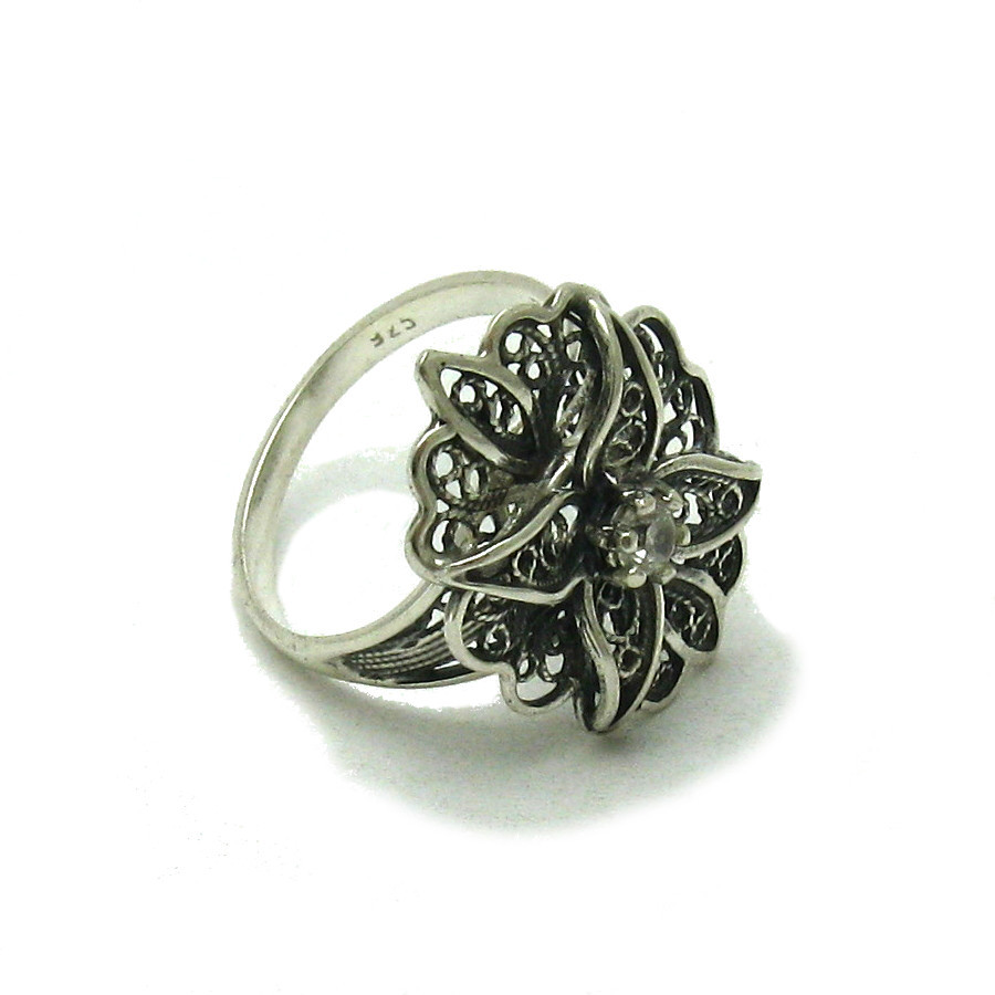 Sterling Silver Filigree Ring Solid 925 With Cubic Zirconia Handcrafted ...