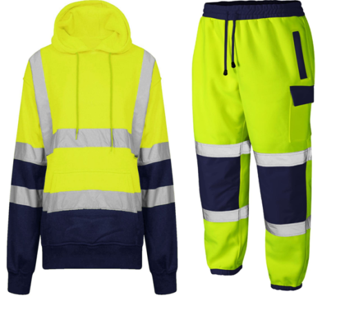 Hi Vis Viz Tracksuit Workwear Hoodie Trousers Pants Jogging Bottom ...