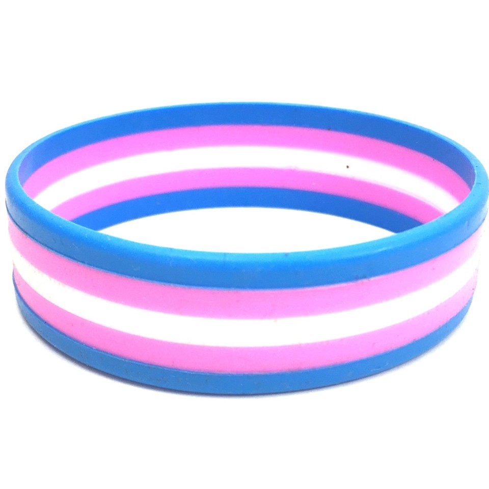 LGBT Pride Wristbands Silicone LGBTQ+ Band Trans Flag Pink Blue UK ...