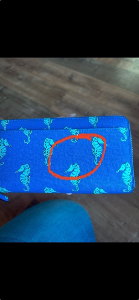 kate spade new york Blue Seahorse Print Zip-Around Women's Wallet | eBay UK