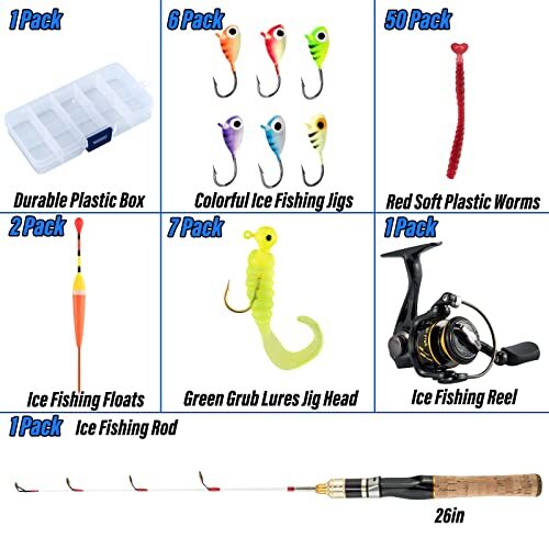 Ice Fishing Rod and Reel Combo Ice Fishing Poles Ice Fishing Gear Jigs ...