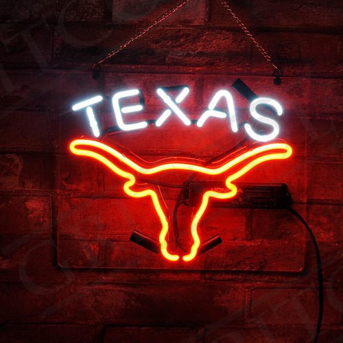 "TEXAS" Beer Neon Sign Wall Room Decor Party Real Glass Custom Display ...