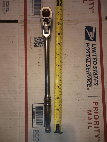 Vintage SNAP ON 3/8" F731 FLEX HEAD CHROME RATCHET RED BADGE 11" LONG F ...