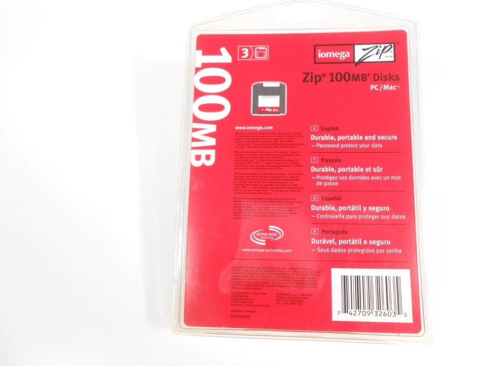Pack of 3 IOMEGA 100 MB Zip Disks. NEW in Sealed Package. PC/Mac | eBay