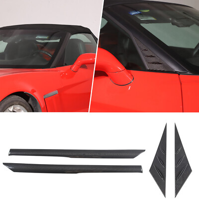 CARBON FIBER Front Door Window A Pillar Triangle Trim Set For Corvette ...