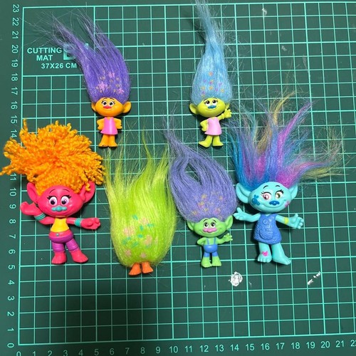 Colorful Troll Figures Set of 6, 6-10cm, Pink, Orange, Blue, Green ...