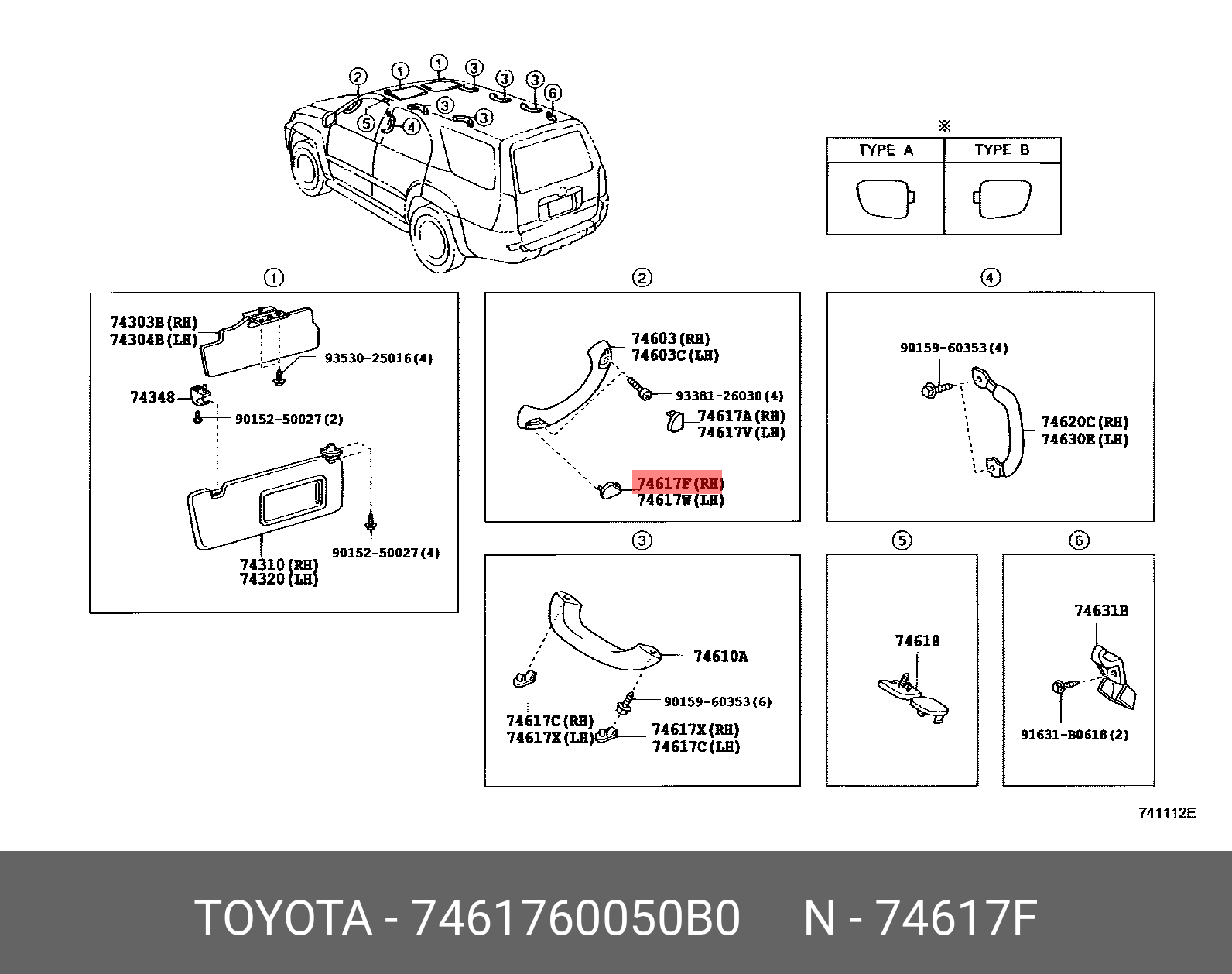 Original plug, front assist grip, 7461760050B0 for TOYOTA 74617-60050 ...
