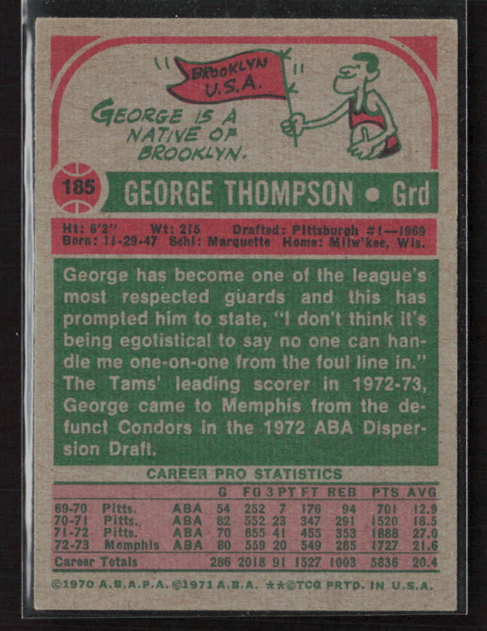 1973 Topps #185 George Thompson EX | eBay