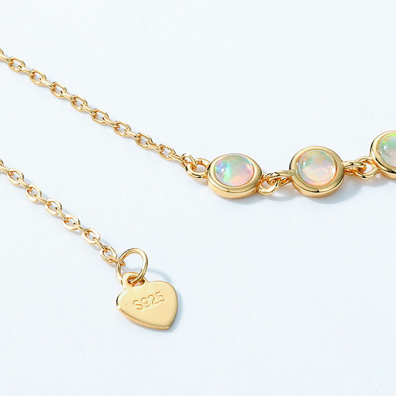 Women 925 Sterling Silver 3*3mm Opal Necklace 10k Gold Plated Pendant ...