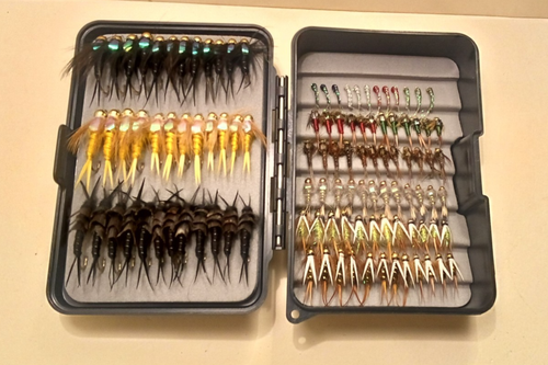 NEW SPRING NYMPHS MINI FLY BOX w/ 108 nymphs, midge flies LQQK | eBay