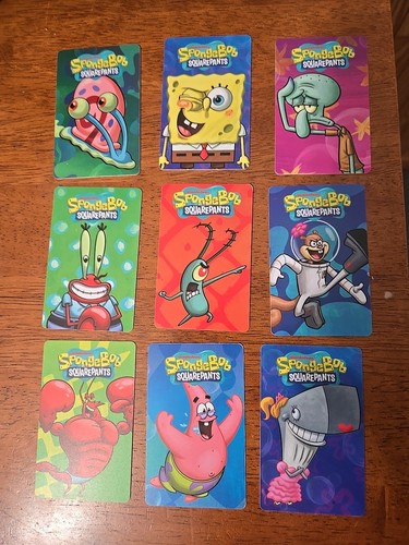 SpongeBob Squarepants Coin Pusher Arcade Game FULL SET of 9 Cards with ...