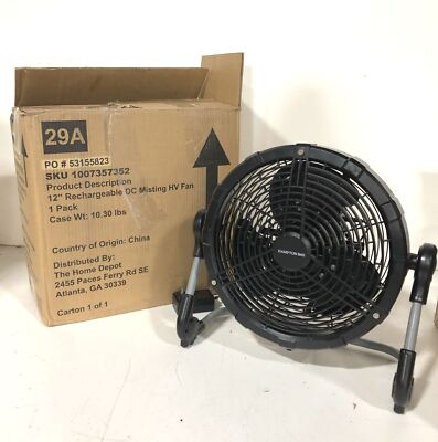 Hampton Bay 12 in. Rechargeable DC Misting HV Floor Fan New | eBay